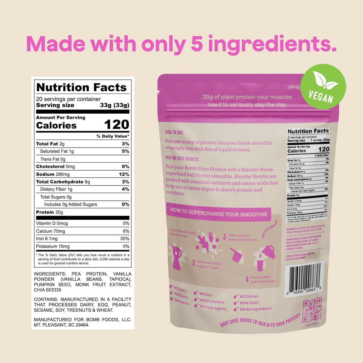 Vanilla Bomb Plant Protein – The Bomb Co